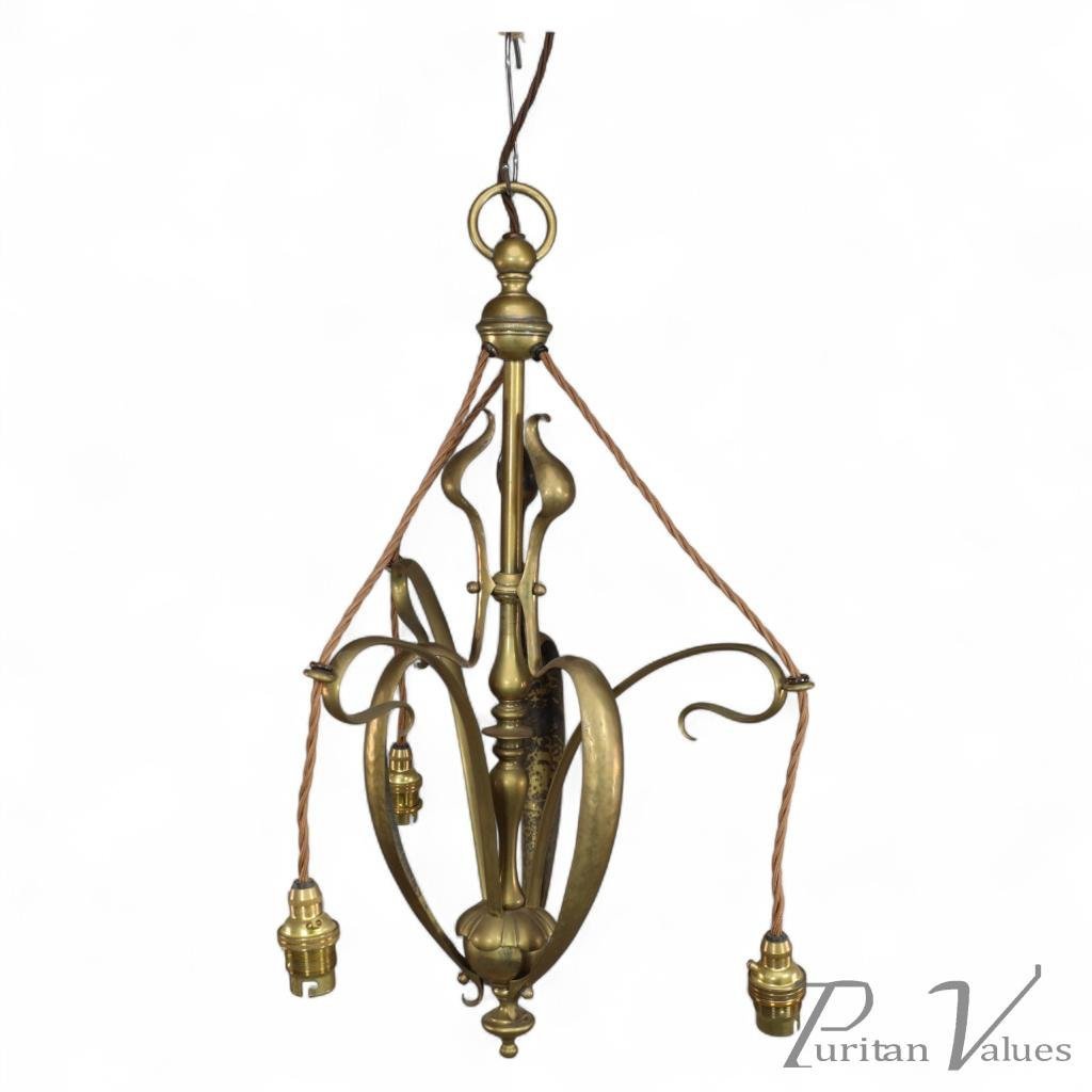 An Arts & Crafts Brass Three Arm Ceiling Light | For sale | Puritan ...